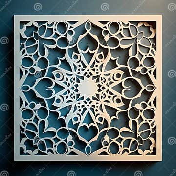 Laser Cut Panel on Blue Background. 3d Vector Illustration Stock ...