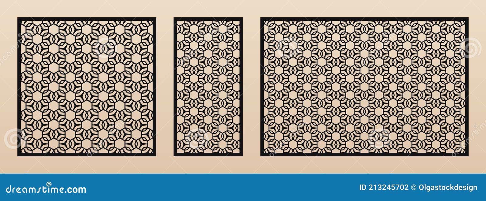 Laser Cut Panel Collection. Vector Geometric Pattern with Hexagon Grid ...