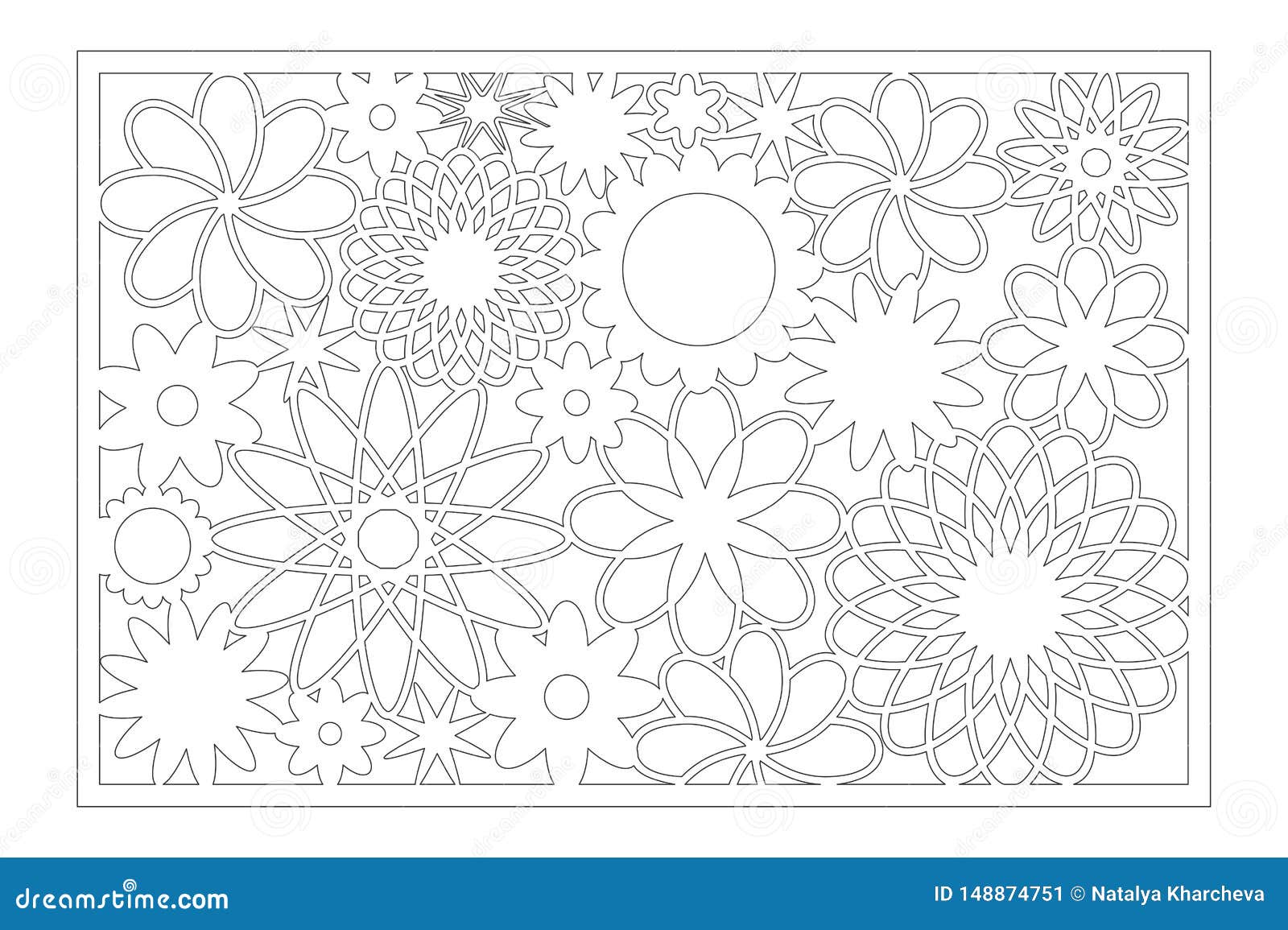 Laser Cut Panel. Decorative Card for Cutting. Flower Art Geometry ...