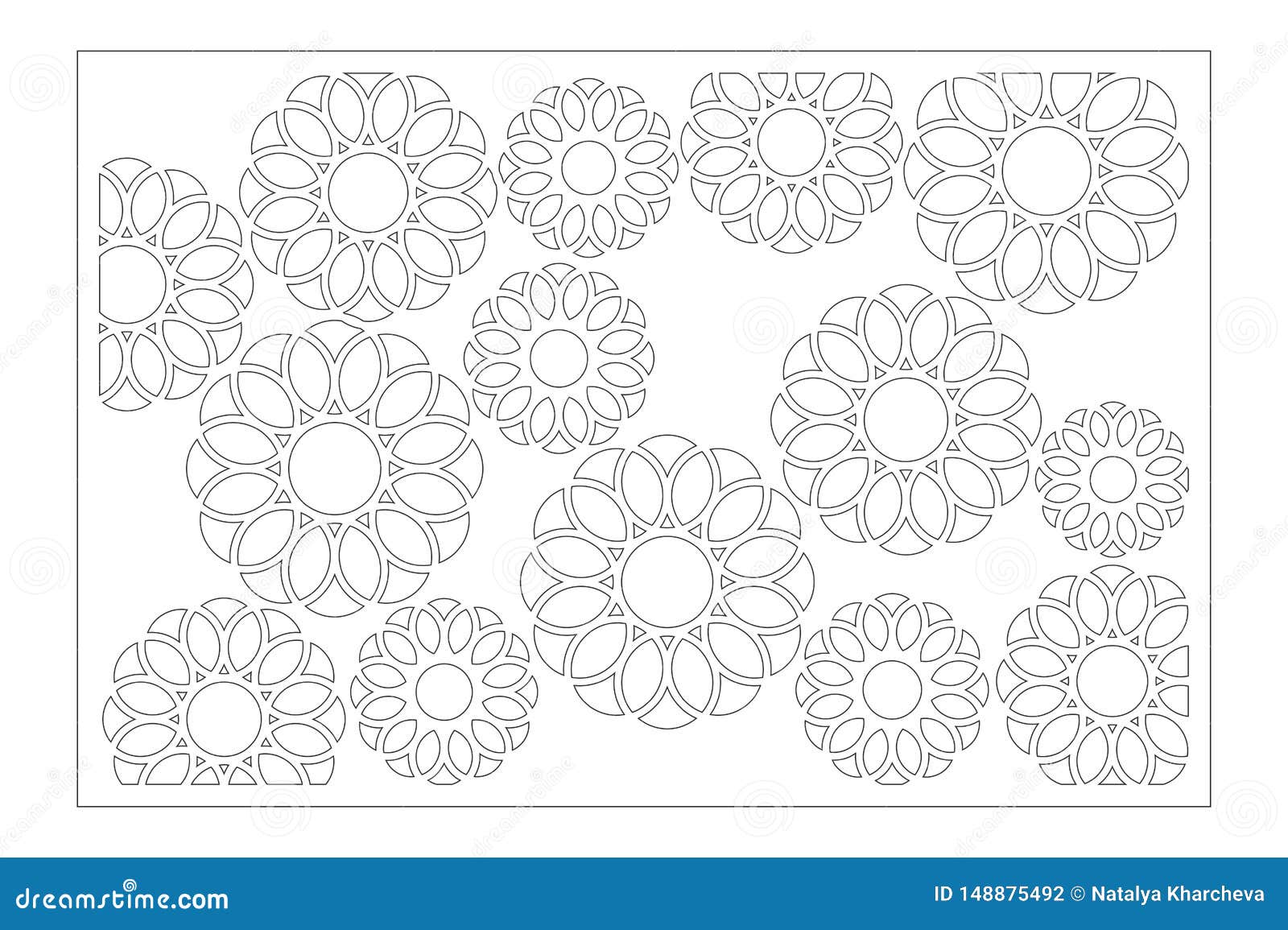 Laser Cut Panel. Decorative Card for Cutting. Flower Art Geometry ...