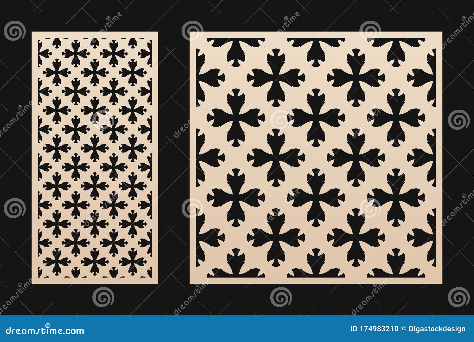 Laser Cut Pattern. Vector Template with Geometric Texture, Floral Grid ...