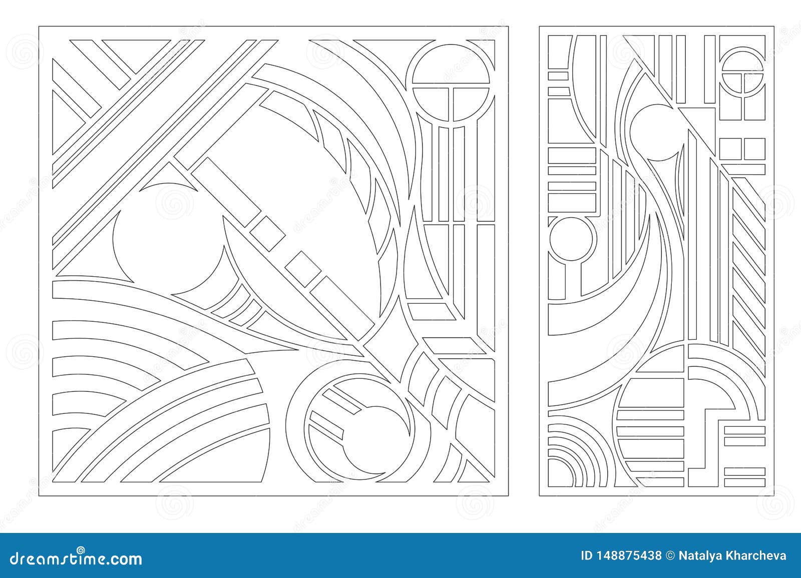Laser Cut Panel. Set Decorative Card for Cutting. Geometry Line Art ...