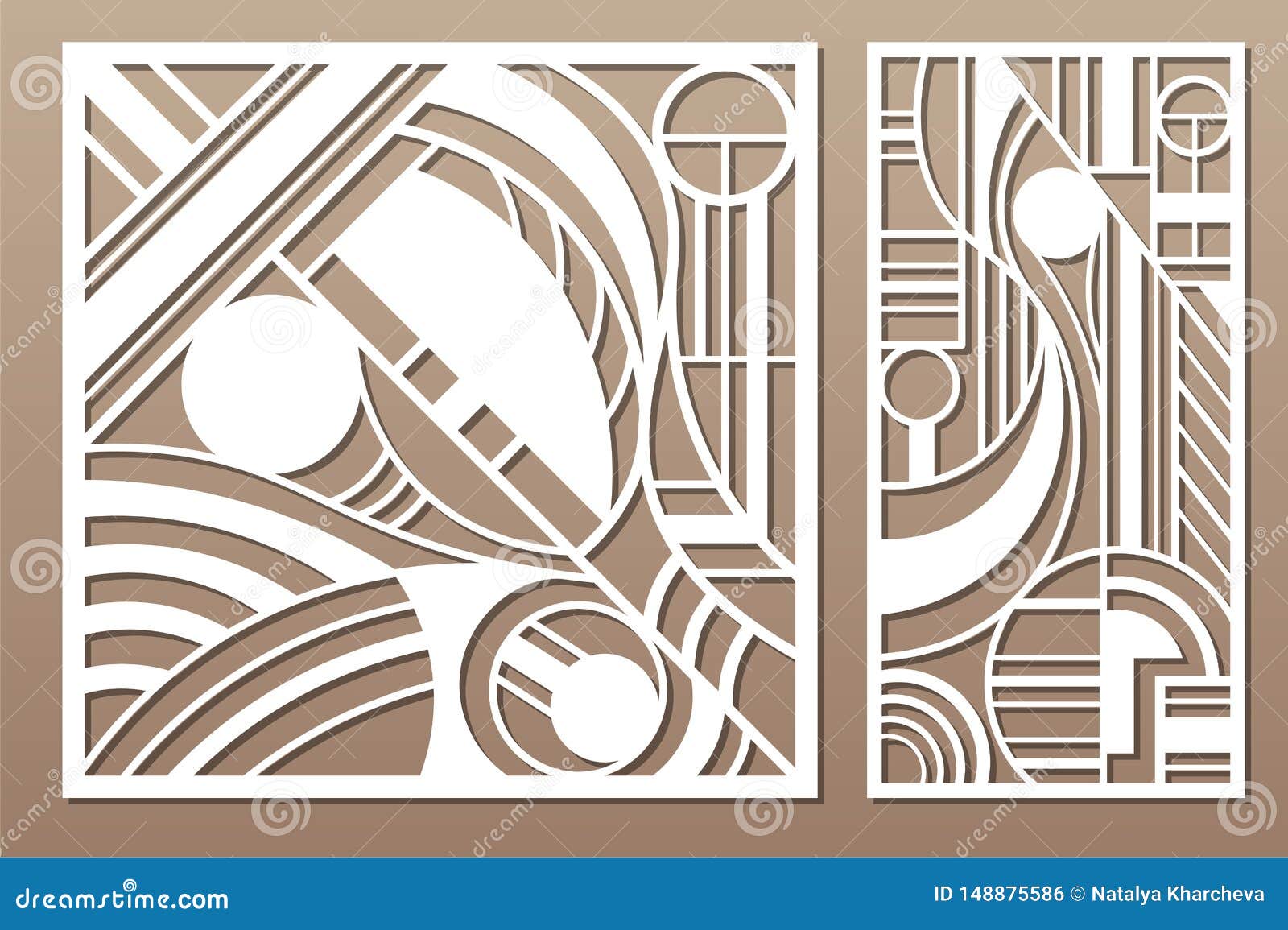 Laser Cut Panel. Set Decorative Card for Cutting. Geometry Line Art ...