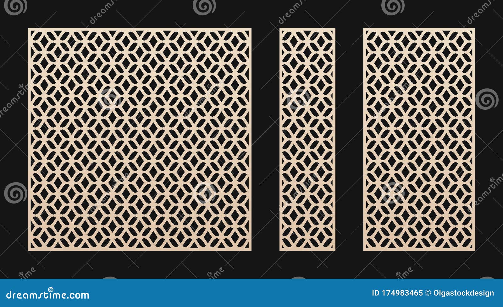 Laser Cut Panel Set. Vector Template with Abstract Geometric Pattern ...