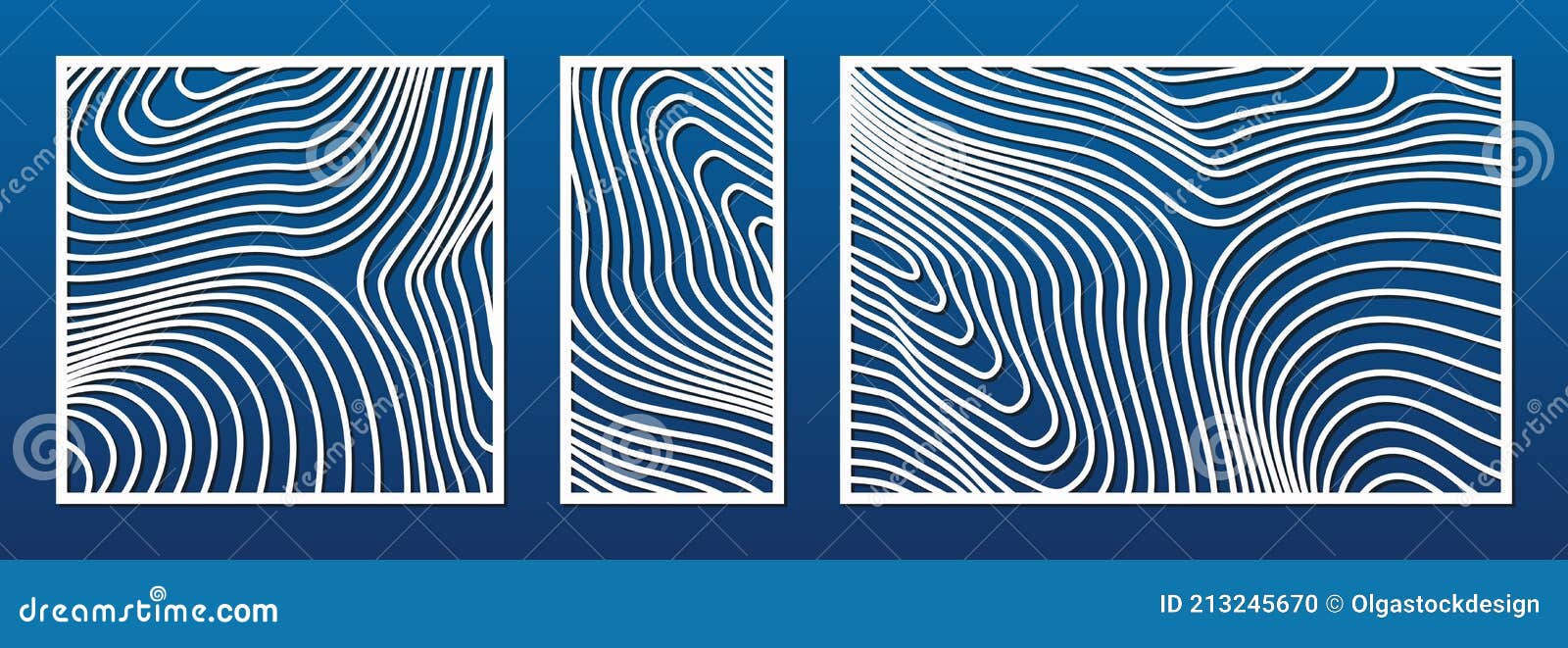 Laser Cut Panel. Vector Design with Abstract Geometric Pattern, Curved ...