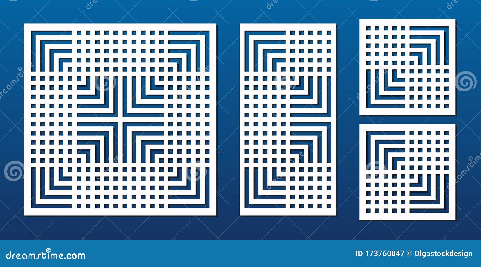 Laser Cut Panel. Vector Geometric Pattern with Squares, Grid. Cutting ...