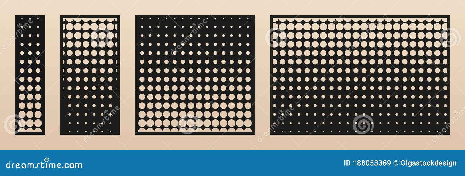 Laser Cut Panel Vector Set. Cnc Patterns with Geometric Halftone Dots ...