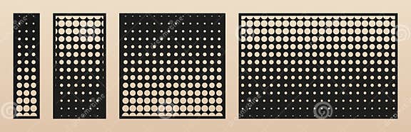 Laser Cut Panel Vector Set. Cnc Patterns with Geometric Halftone Dots ...