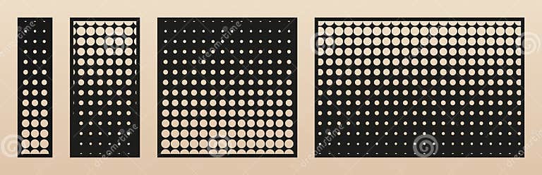 Laser Cut Panel Vector Set. Cnc Patterns with Geometric Halftone Dots ...