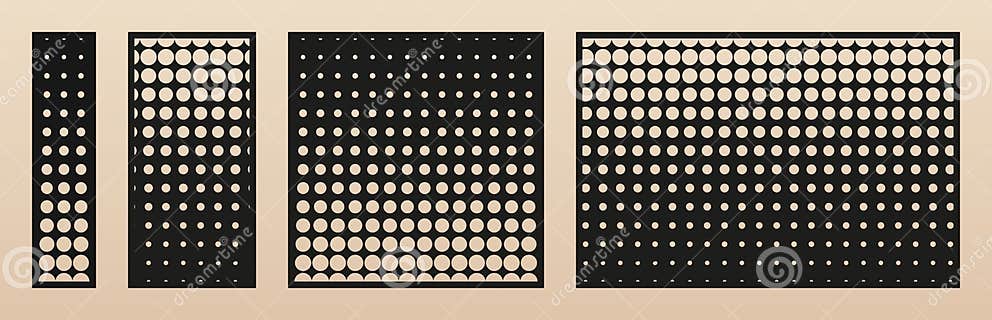 Laser Cut Panel Vector Set. Cnc Patterns with Geometric Halftone Dots ...