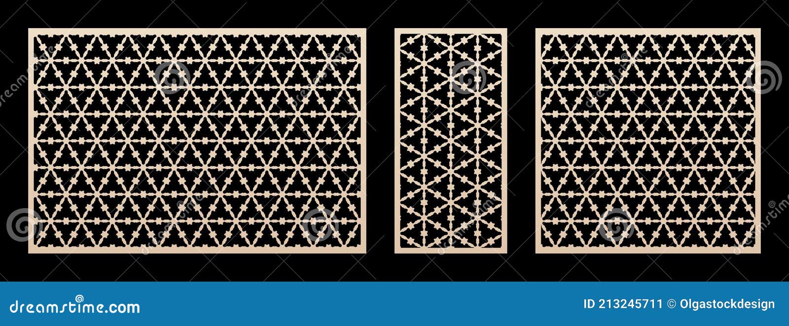 Laser Cut Pattern Set. Vector Design with Geometric Ornament ...