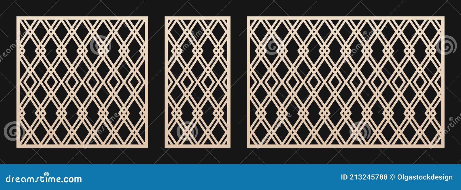 Laser Cut Pattern Set. Vector Template with Abstract Geometric Grid ...