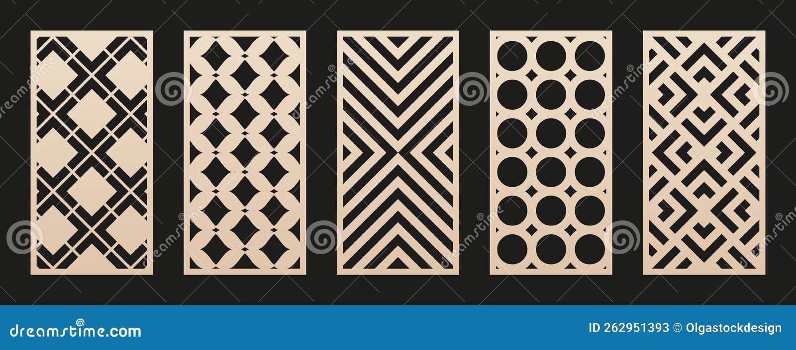 Laser Cut Pattern Vector Set. Abstract Geometric Ornament. Aspect Ratio ...