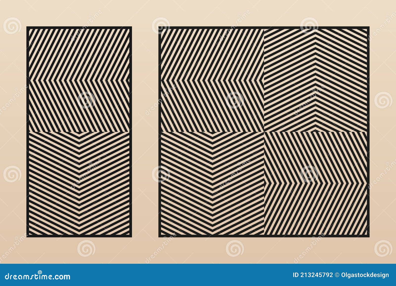 Laser Cut Pattern. Vector Template with Abstract Geometric Zigzag Lines ...