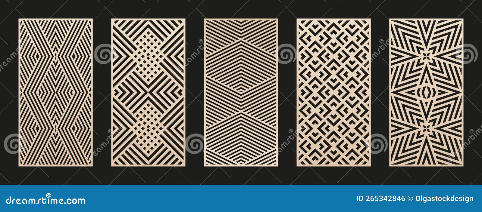 Laser Cut Patterns Set. Vector Abstract Linear Geometric Ornament ...