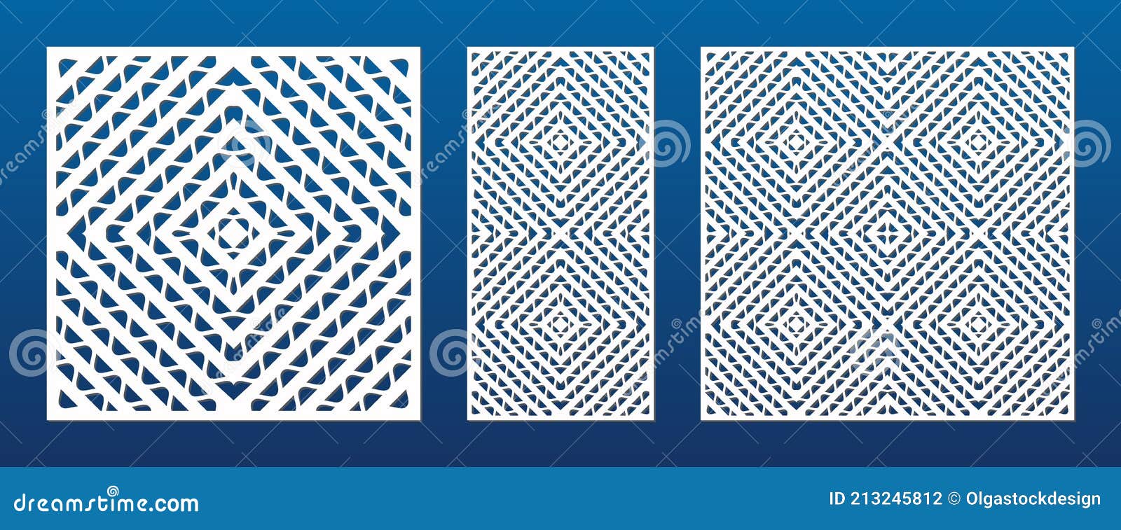 Laser Cut Patterns Set. Vector Cutting Template with Wavy Lines, Grid ...
