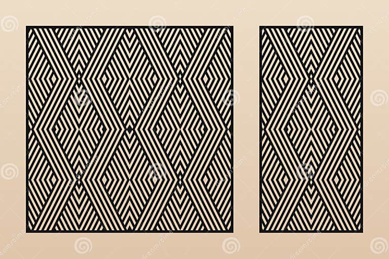 Laser Cut Patterns. Vector Abstract Geometric Ornament, Lines, Stripes ...