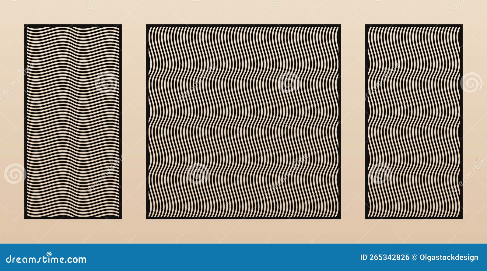 Laser Cut Patterns. Vector Cnc Template with Abstract Wavy Lines, Thin ...