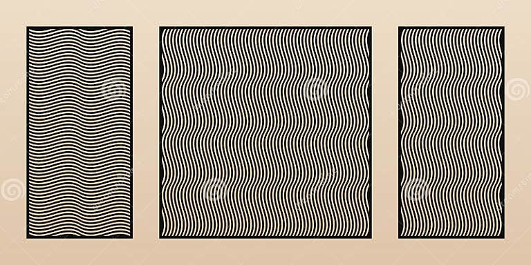Laser Cut Patterns. Vector Cnc Template with Abstract Wavy Lines, Thin ...