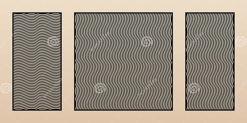 Laser Cut Patterns. Vector Cnc Template with Abstract Wavy Lines, Thin ...