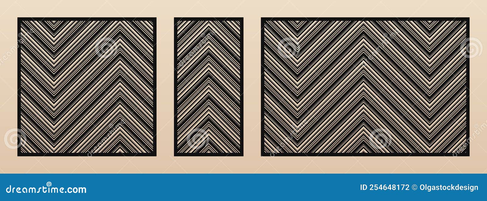 Laser Cut Patterns. Vector Template with Geometric Lines, Chevron ...