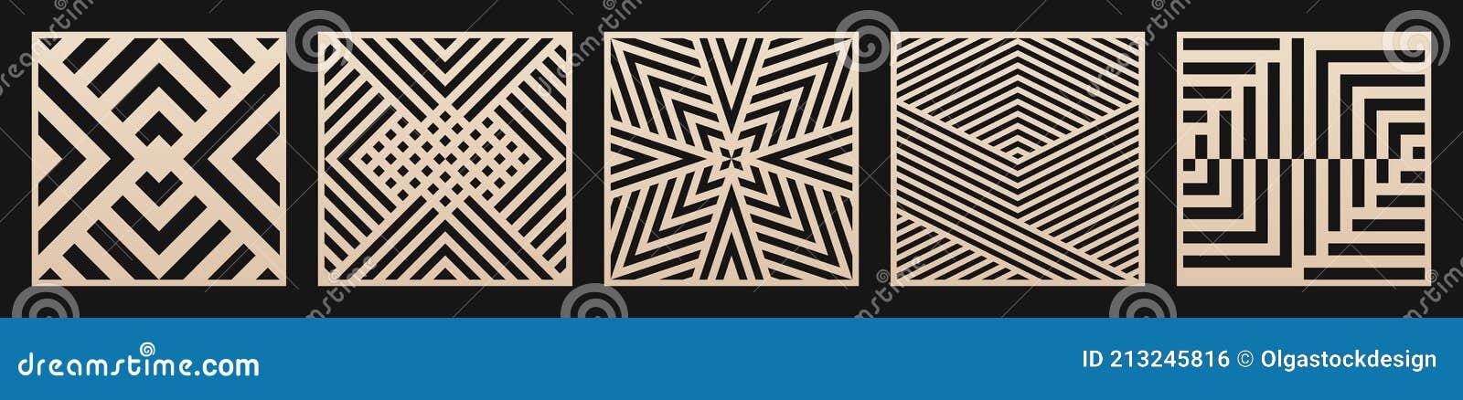 Laser Cut Vector Patterns. Square Cutting Templates With Geometric ...