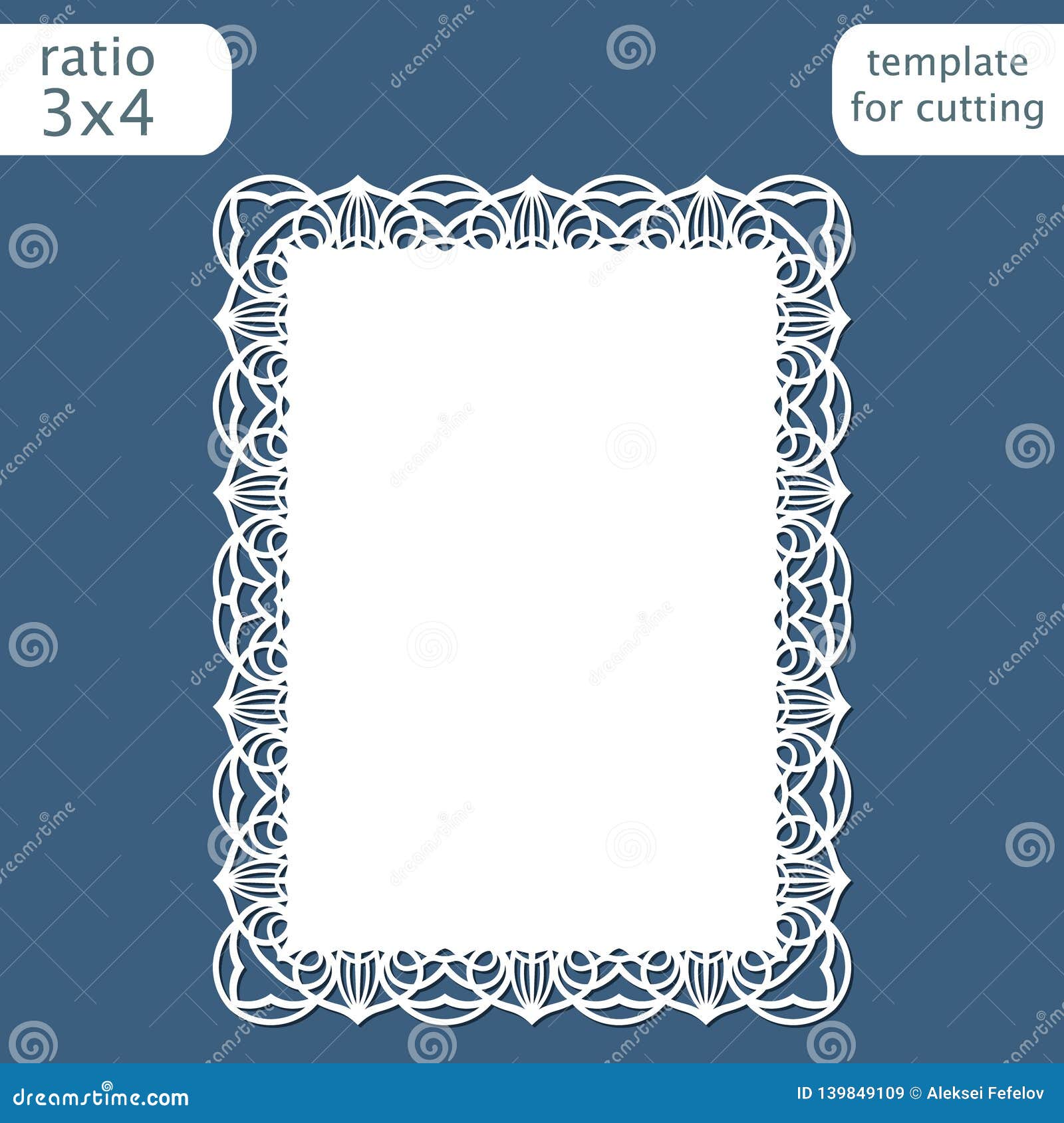 Laser Cut Wedding Invitation Card Template with Openwork Border. Cut ...