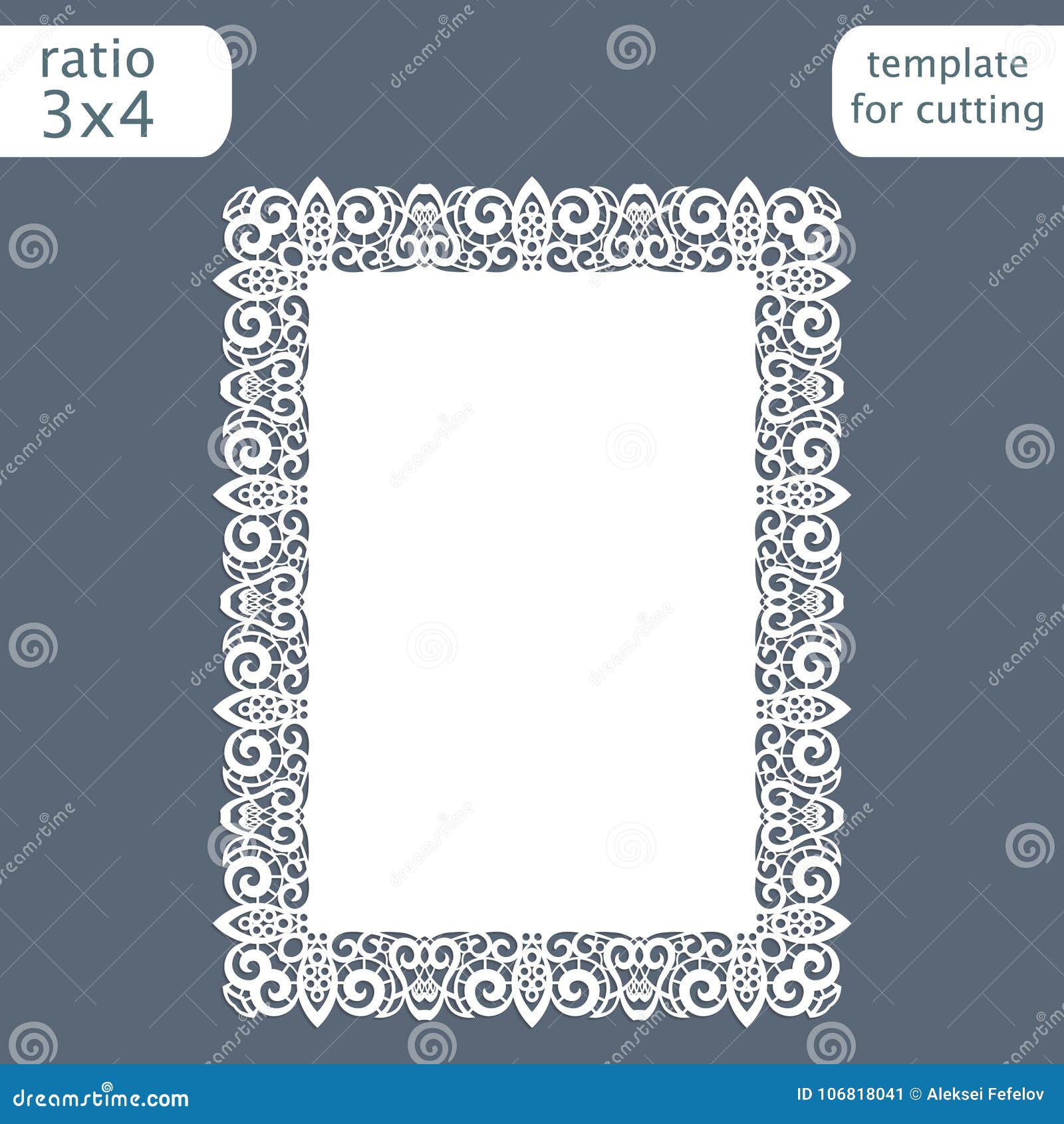 Laser Cut Wedding Invitation Card Template With Openwork Border. Cut ...