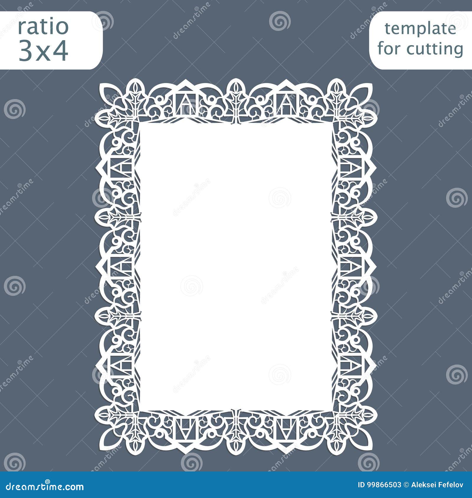 Laser Cut Wedding Invitation Card Template with Openwork Border. Cut ...