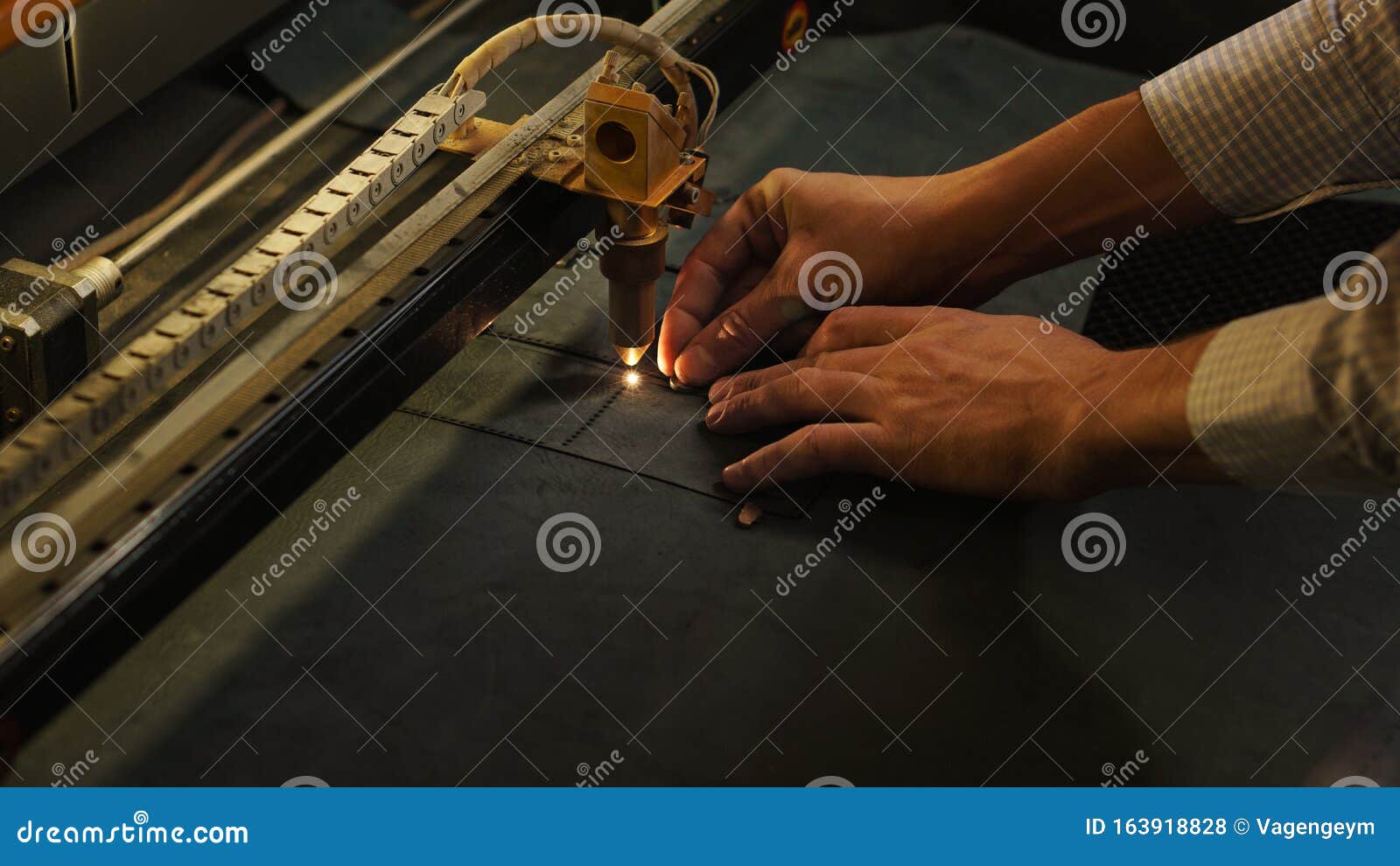 Laser Cutting Beam Artificial Leather Stock Photo - Image of light ...