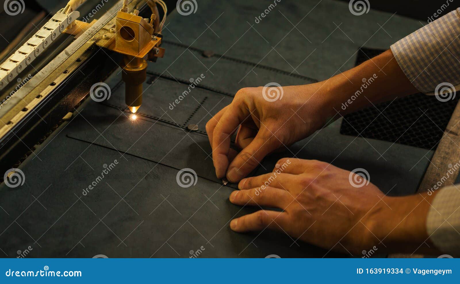 Laser Cutting Beam Artificial Leather Stock Photo - Image of laser ...