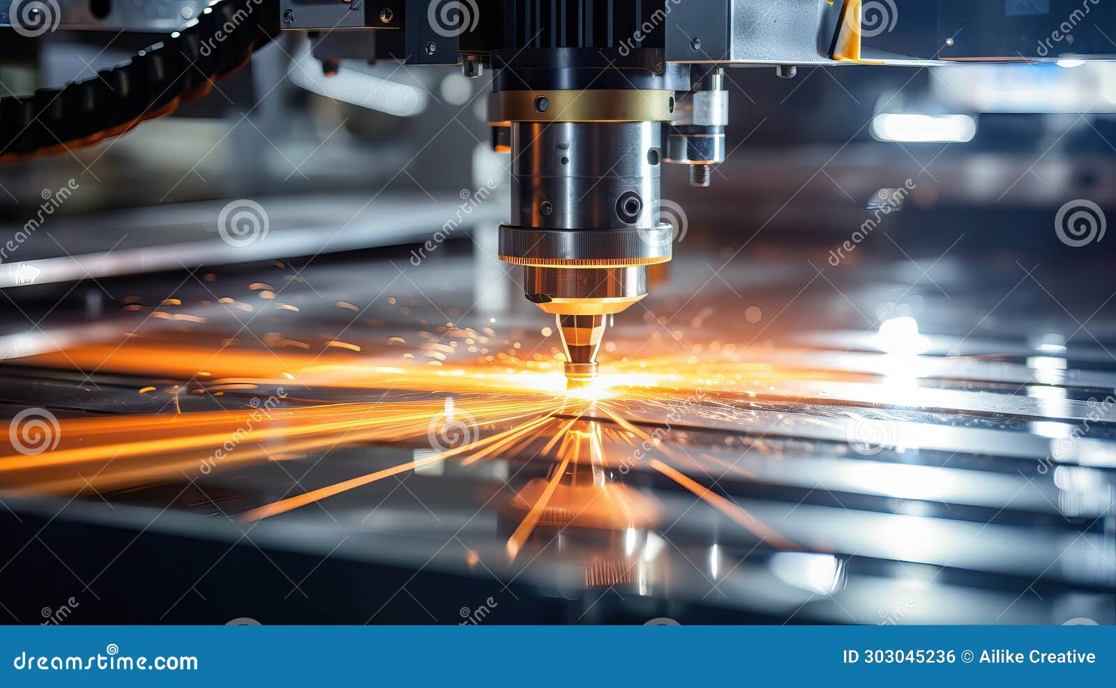Laser Cutting Machine in Action Stock Illustration - Illustration of ...
