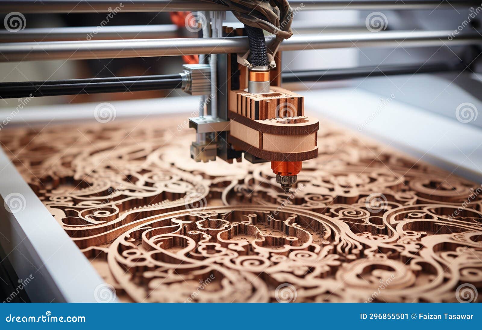 Laser Cutting Machine Against White -Generative Ai Stock Image - Image ...