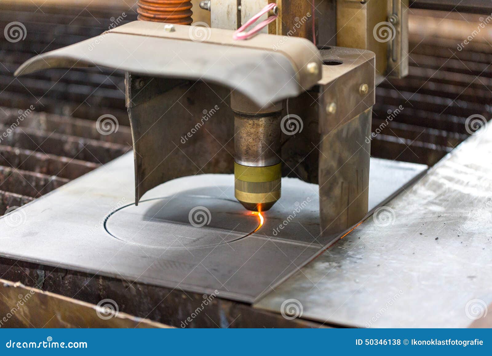 Laser Cutting Machine Cuts Steel Metal Sheet Stock Photo - Image of ...