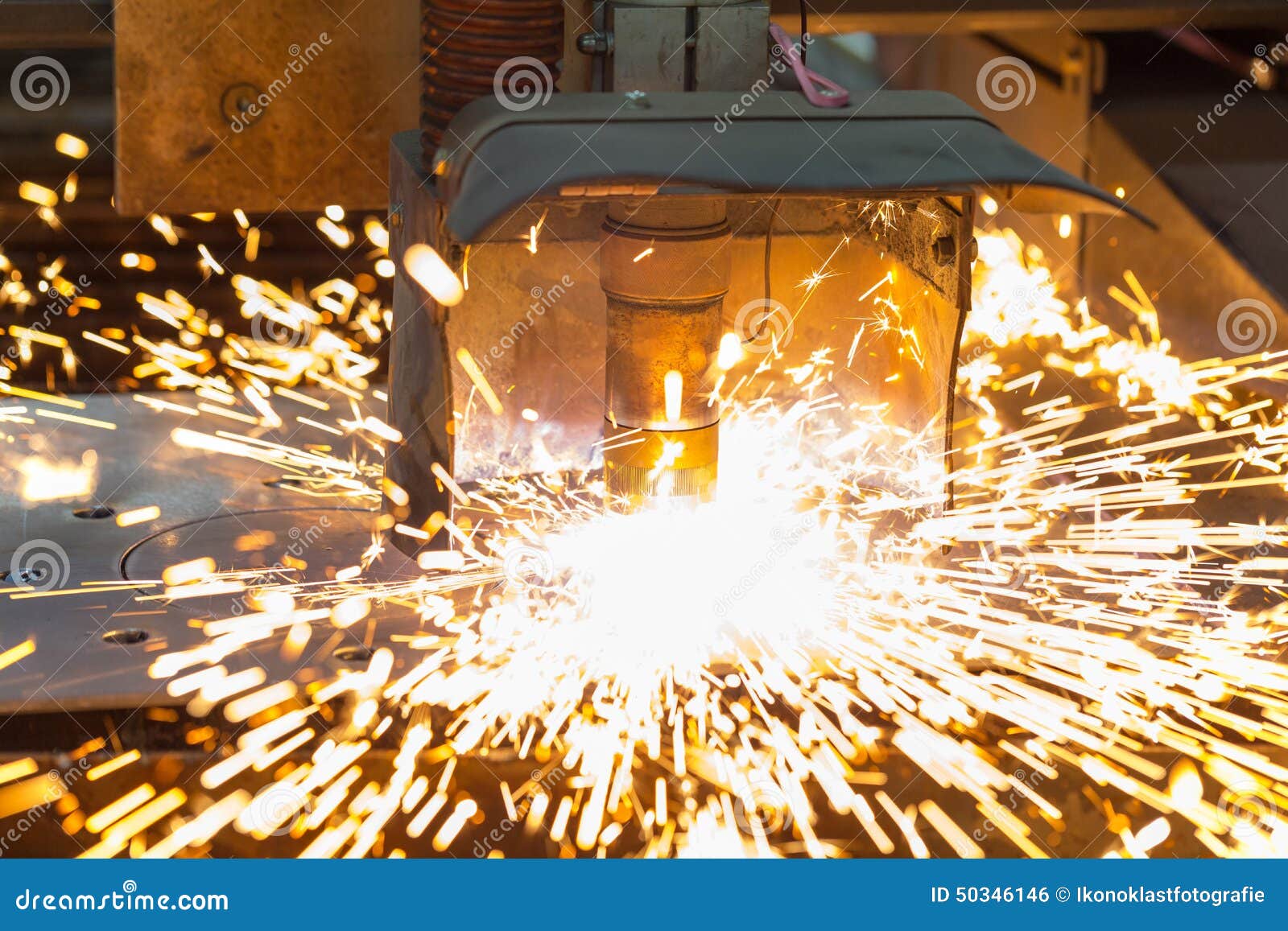 Laser Cutting Machine Cuts Steel Metal Sheet Stock Photo - Image of ...