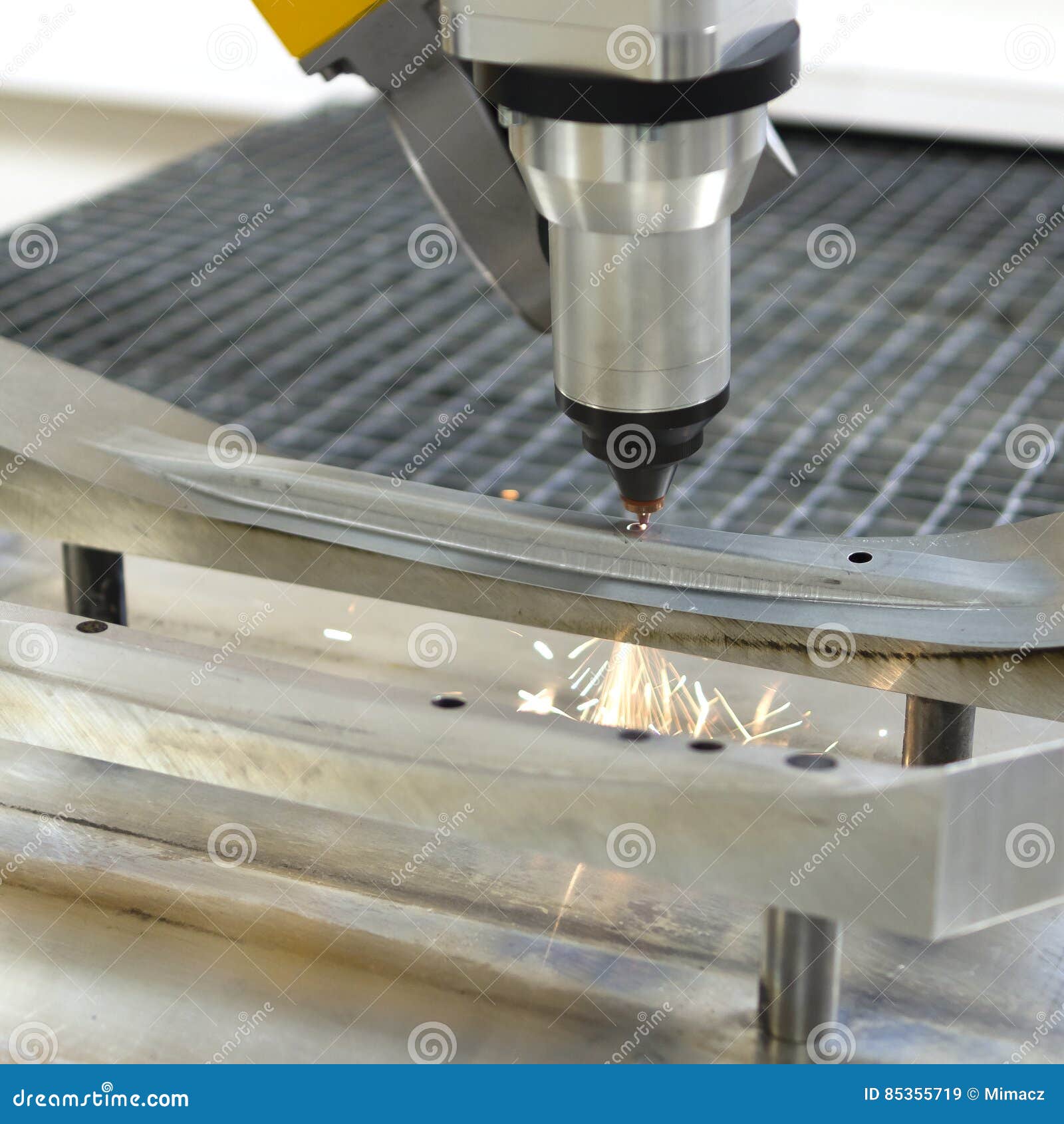 Laser Cutting of Metal on Robotic Arm Stock Image - Image of machining ...