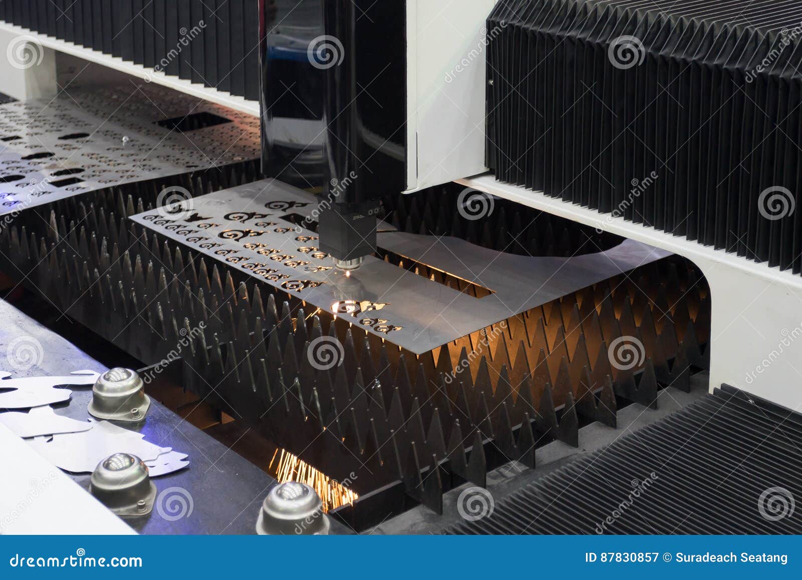 Laser Cutting of Metal Sheet in Factory Stock Image - Image of cutting ...