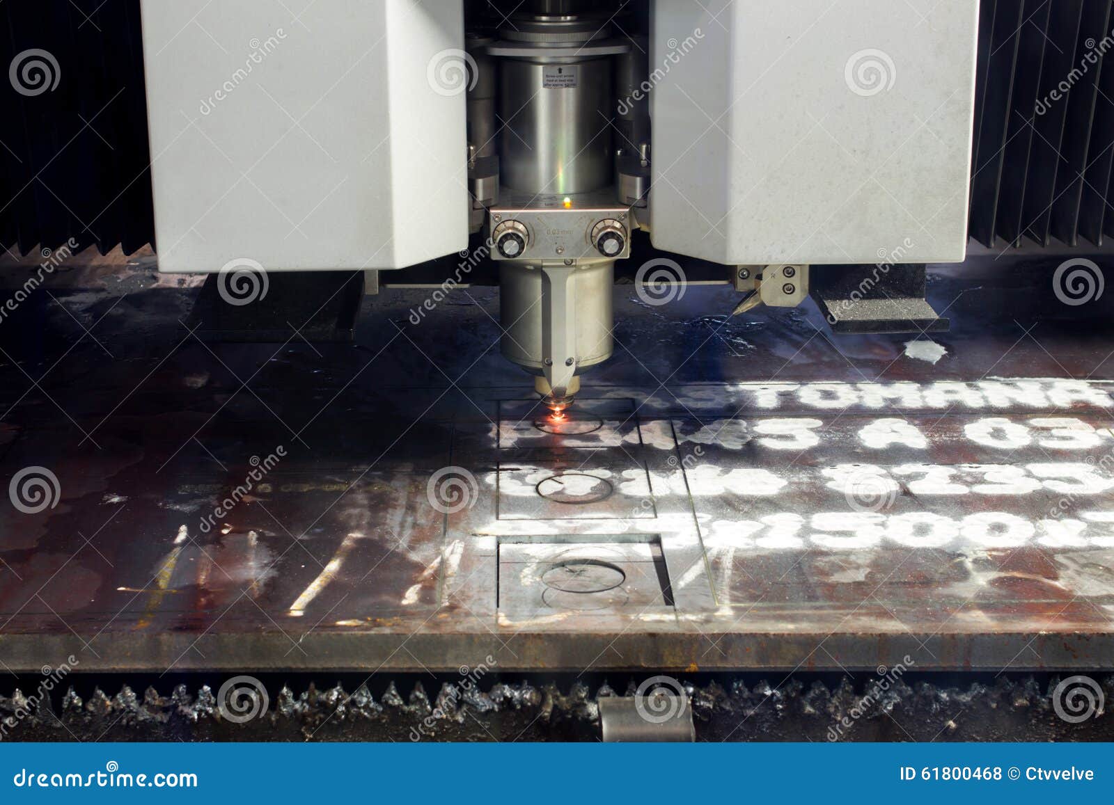 Laser cutting process stock photo. Image of engineering - 61800468