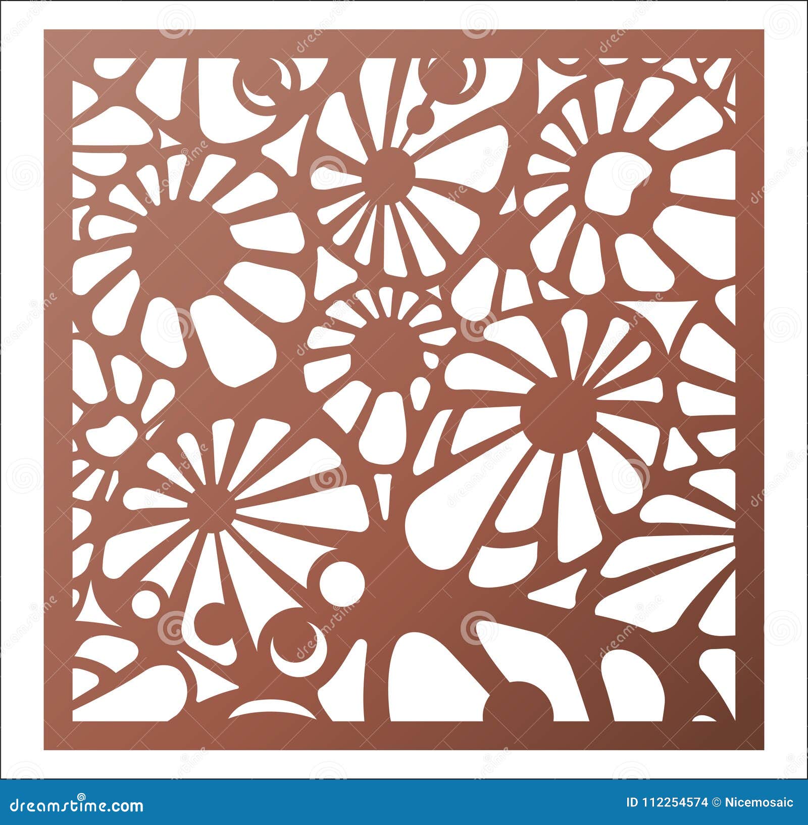 Laser Cutting Square Panel. Abstract Openwork Floral Pattern Stock ...