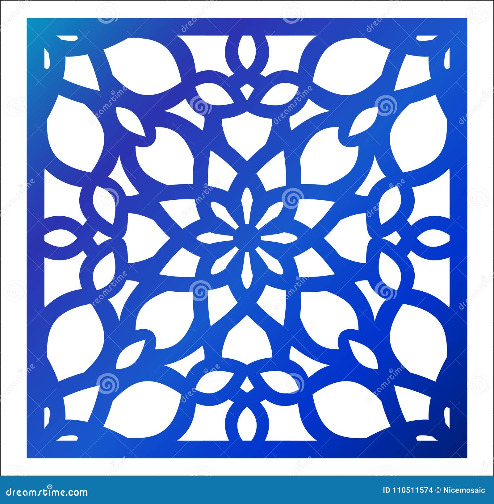 Laser Cutting Square Panel. Fretwork Floral Pattern with Mandala Stock ...