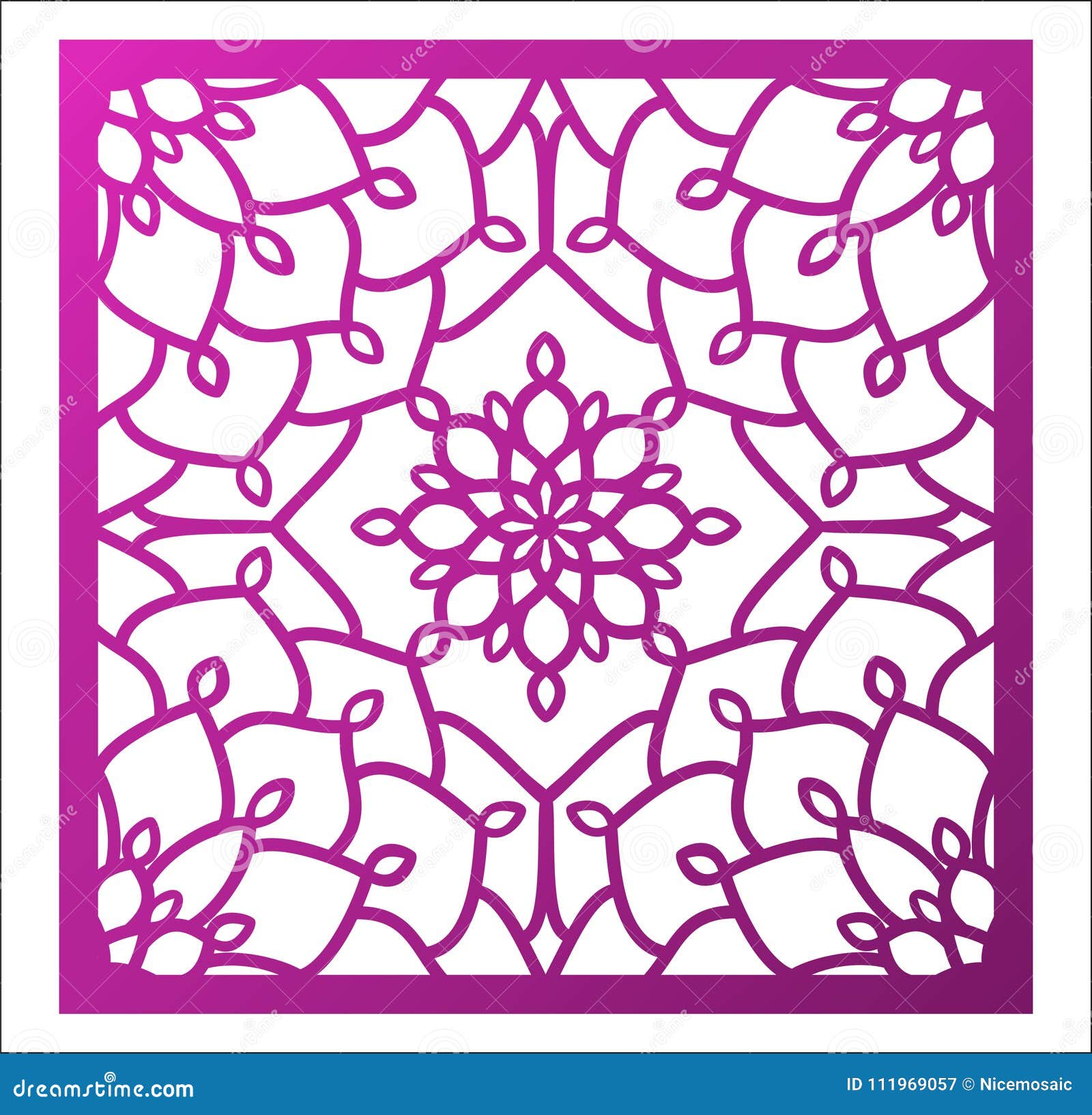 Laser Cutting Square Panel. Openwork Floral Pattern with Mandala Stock ...