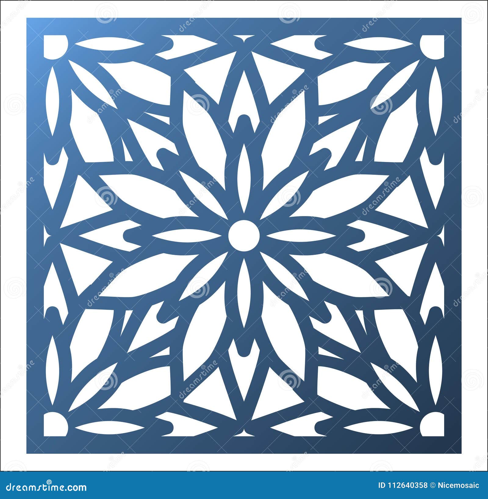 Laser Cutting Square Panel. Openwork Floral Pattern with Mandala Stock ...