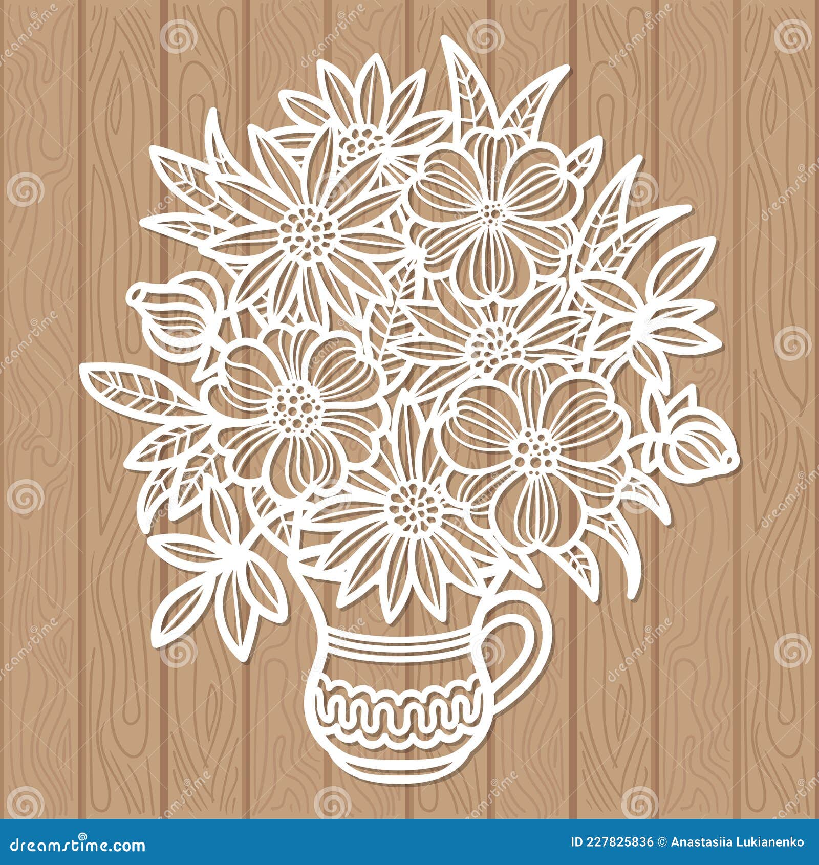 Laser Cutting Template. Bouquet of Flowers . Vector Stock Vector ...