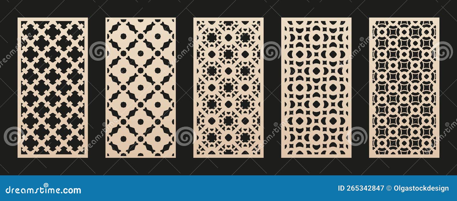 Laser Cutting Template. Vector Set with Floral Geometric Patterns ...