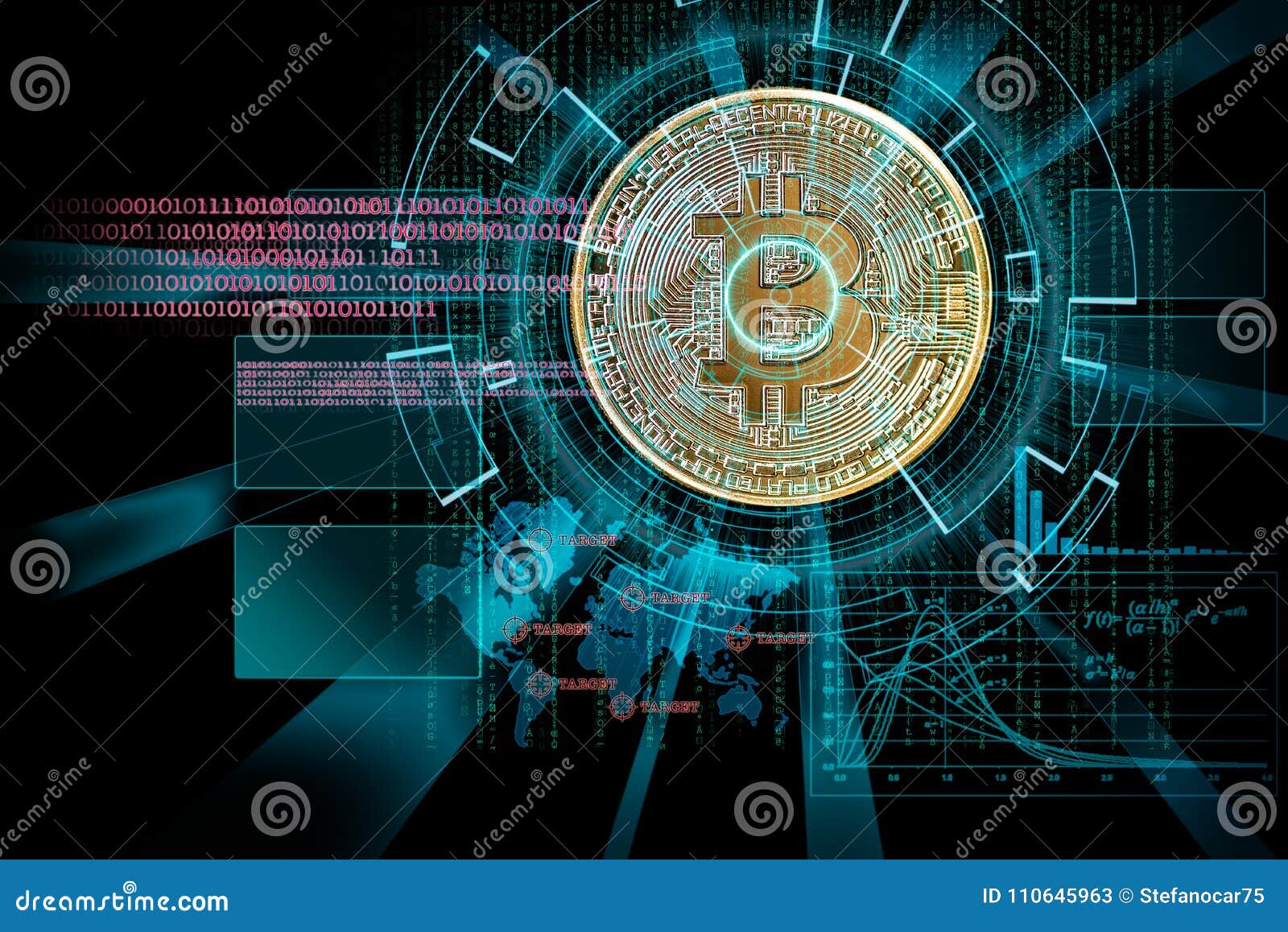 Laser Cyber Hud on Bitcoin As Concept of Focus on Cryptocurrency Stock ...