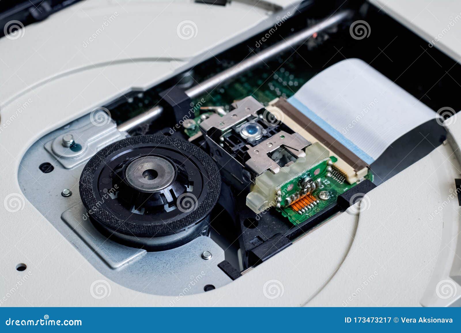 Laser Disc Reading System Inside CD-ROM Closeup Stock Image - Image of ...