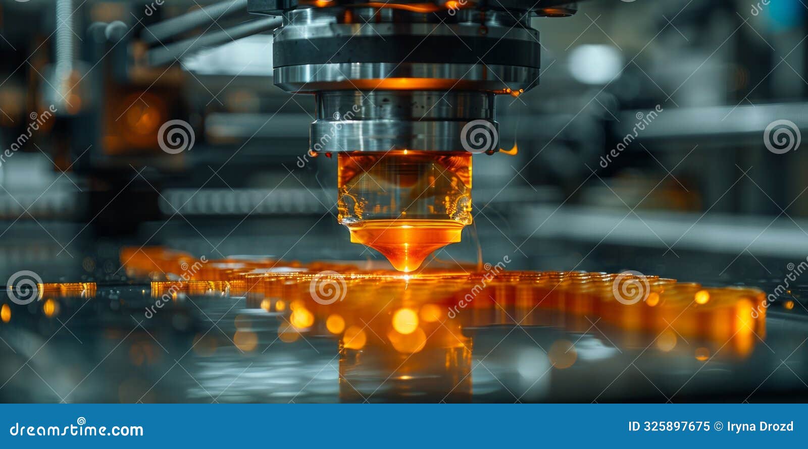 Laser Engraving Machine Working on a Reflective Surface with Glowing ...