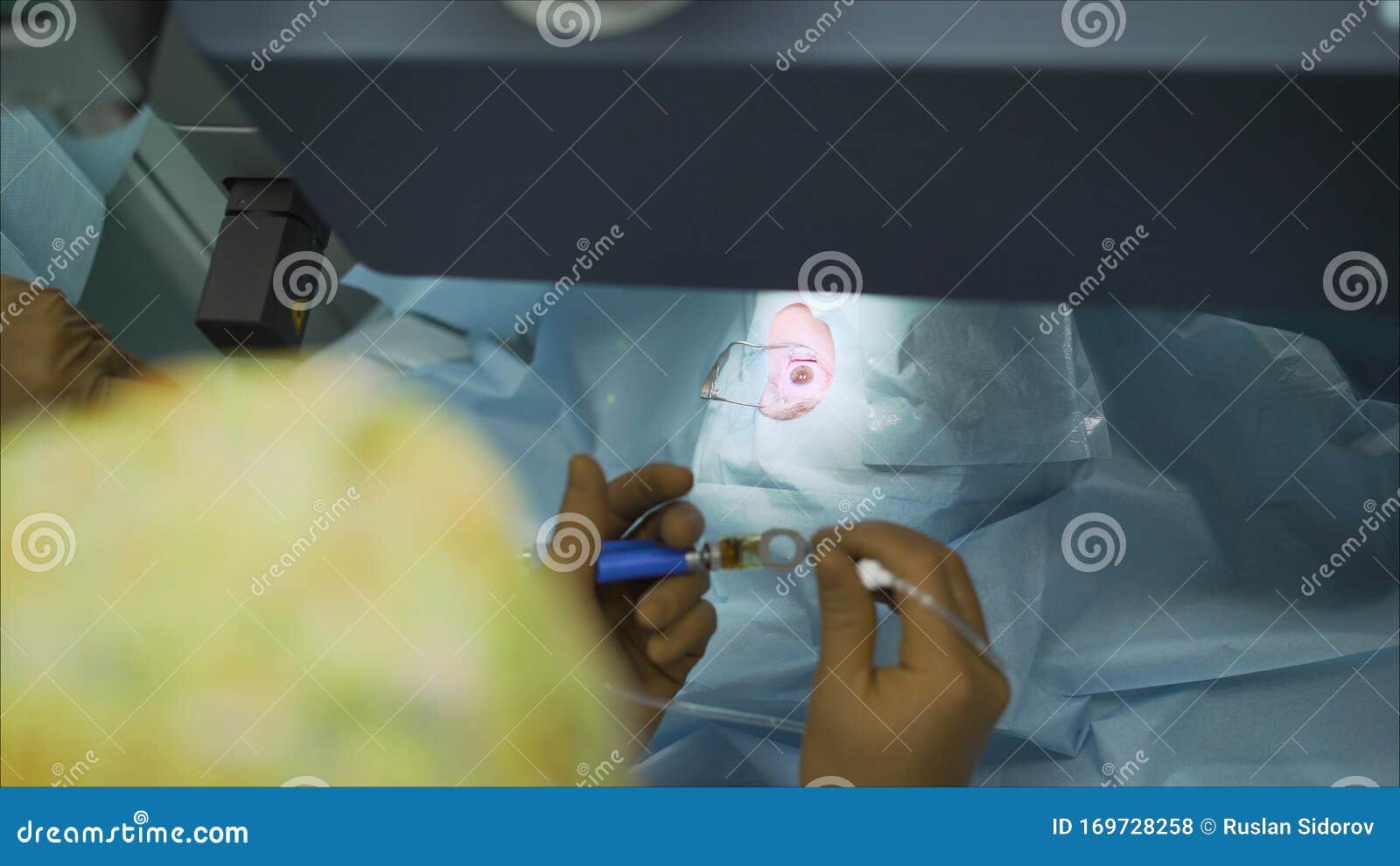 Laser Or Lasik Eye Surgery Concept, African American Male Brown Eyes ...