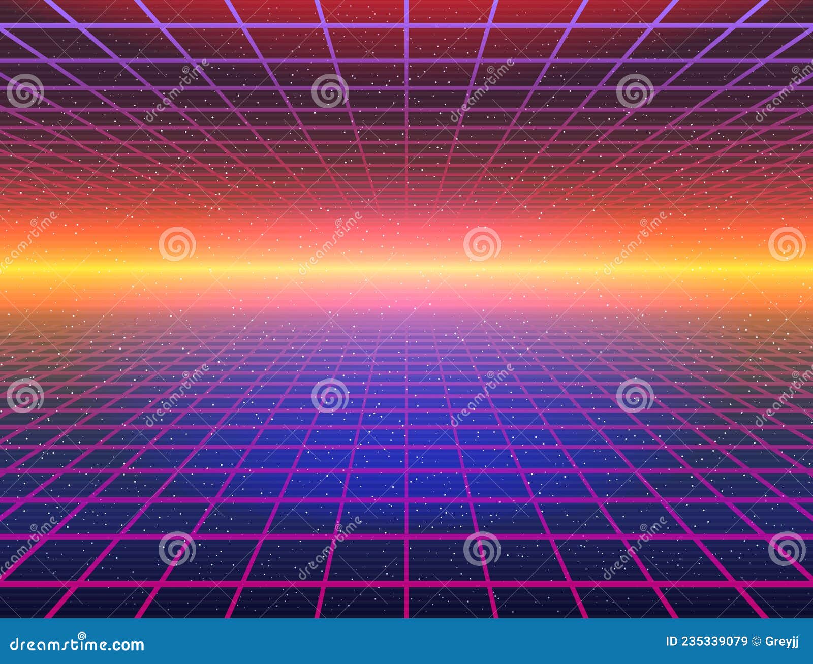 Laser Grid in Deep Space. Retro Futuristic Template in 80s Style Stock ...