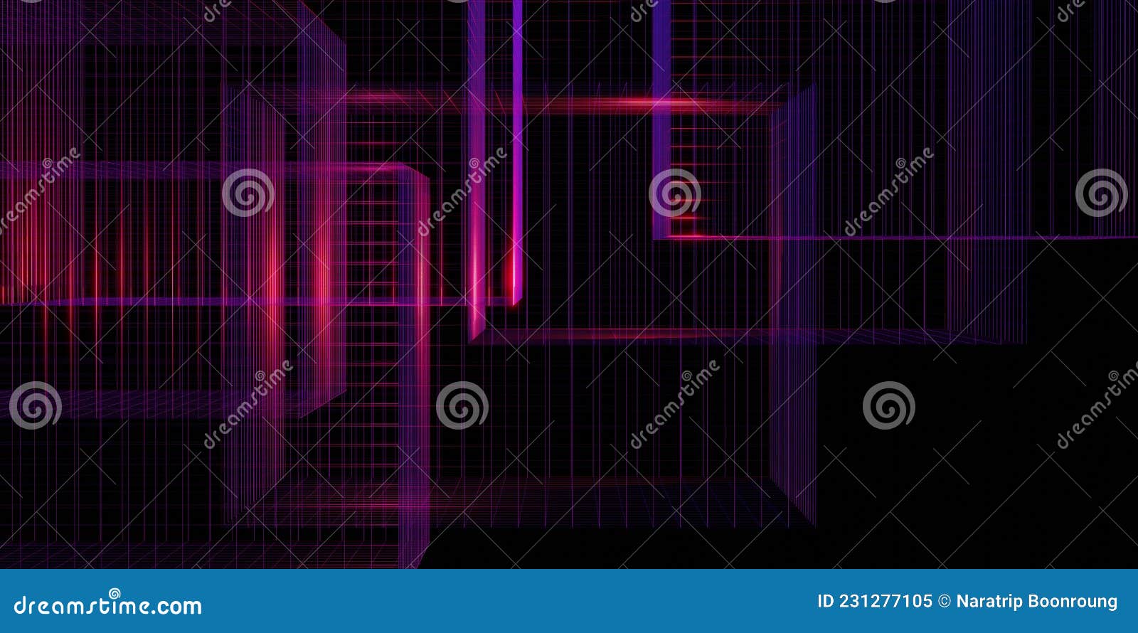 Laser Grid Purple Glow Red and Blue 3d Illustration Stock Illustration ...